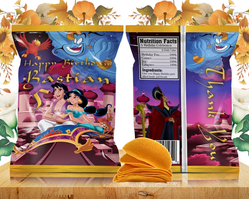 Aladdin Chip Bag, Aladdin Treat Bag, Aladdin Party Favor, Aladdin ...