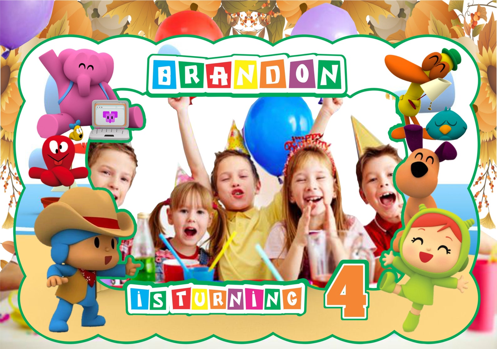 Pocoyo Photo Booth Frame, Pocoyo Birthday Party, Pocoyo Printable ...