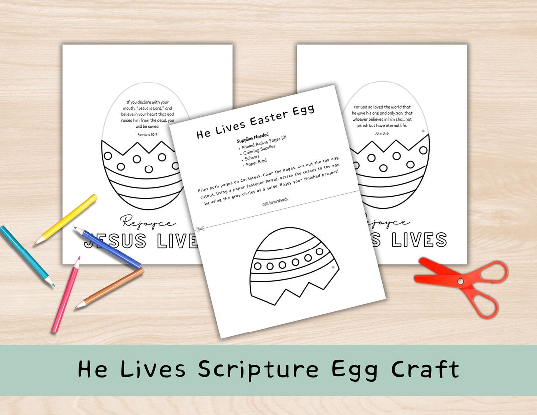 Scripture Egg Craft Christian Easter Activity Kids Paper Craft Instant ...