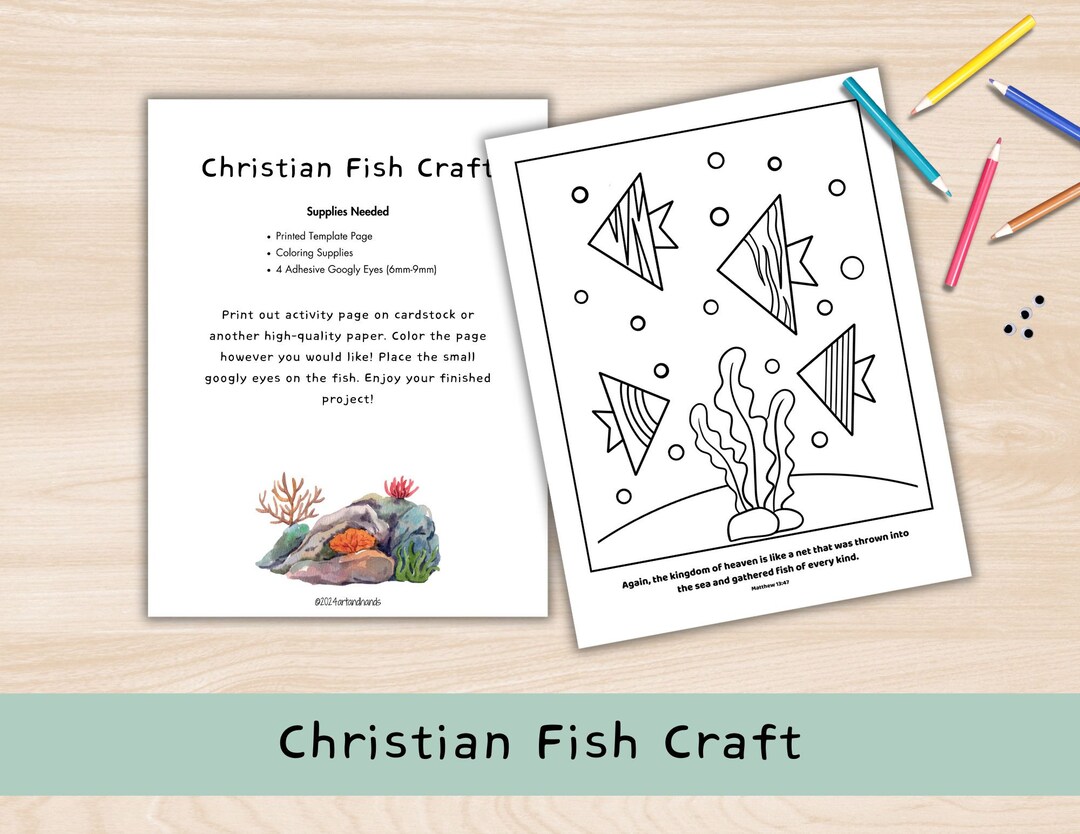 Christian Fish Craft Bible Verse Kids Paper Craft Instant Download ...