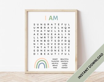 I Am Word Search - Etsy