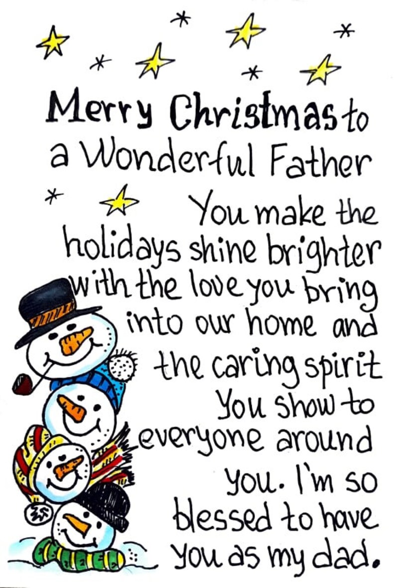 Merry Christmas Card for Father. Christmas Message Card for Dad ...