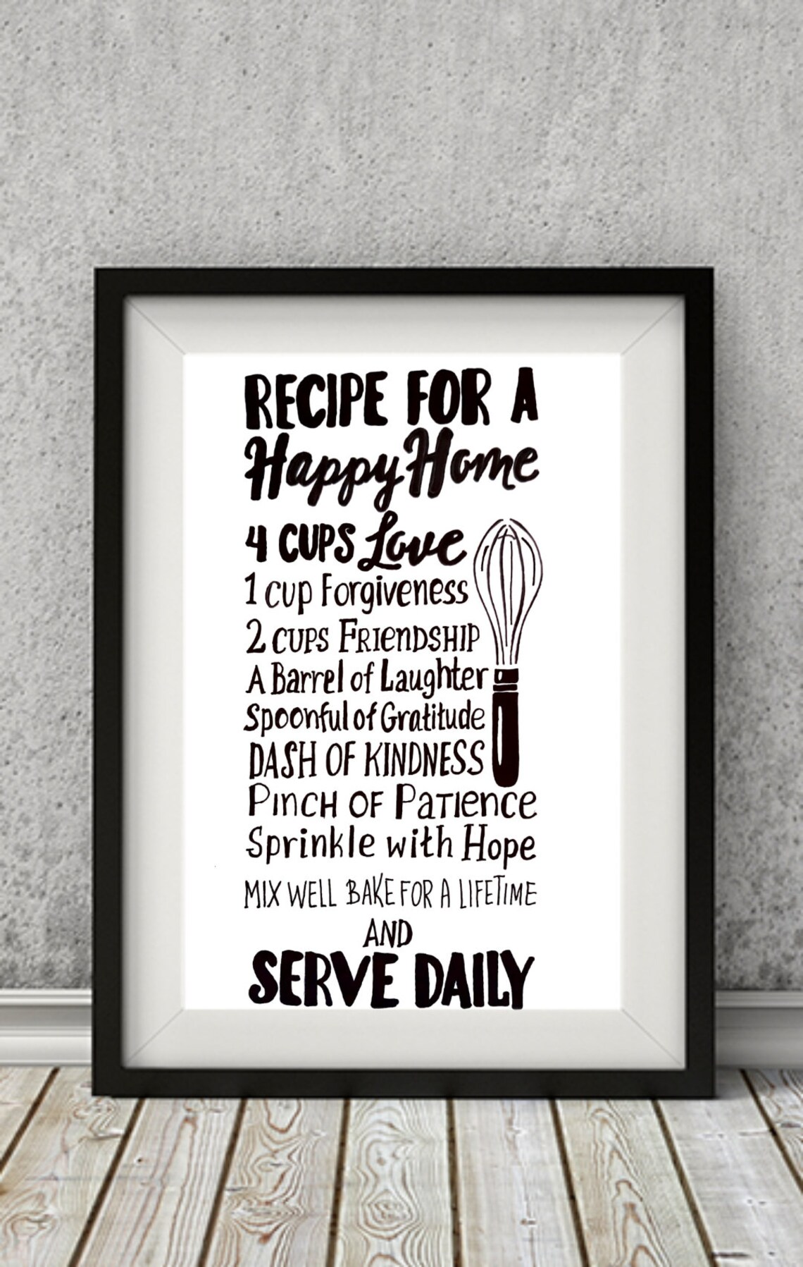 Recipe for a Happy Home Wall Art Print. Kitchen Sign Recipe - Etsy