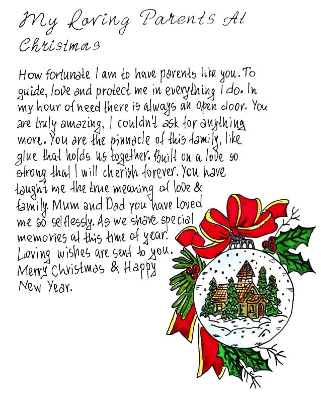 Christmas Card for Parents Print. Merry Christmas Card for Mom and Dad ...