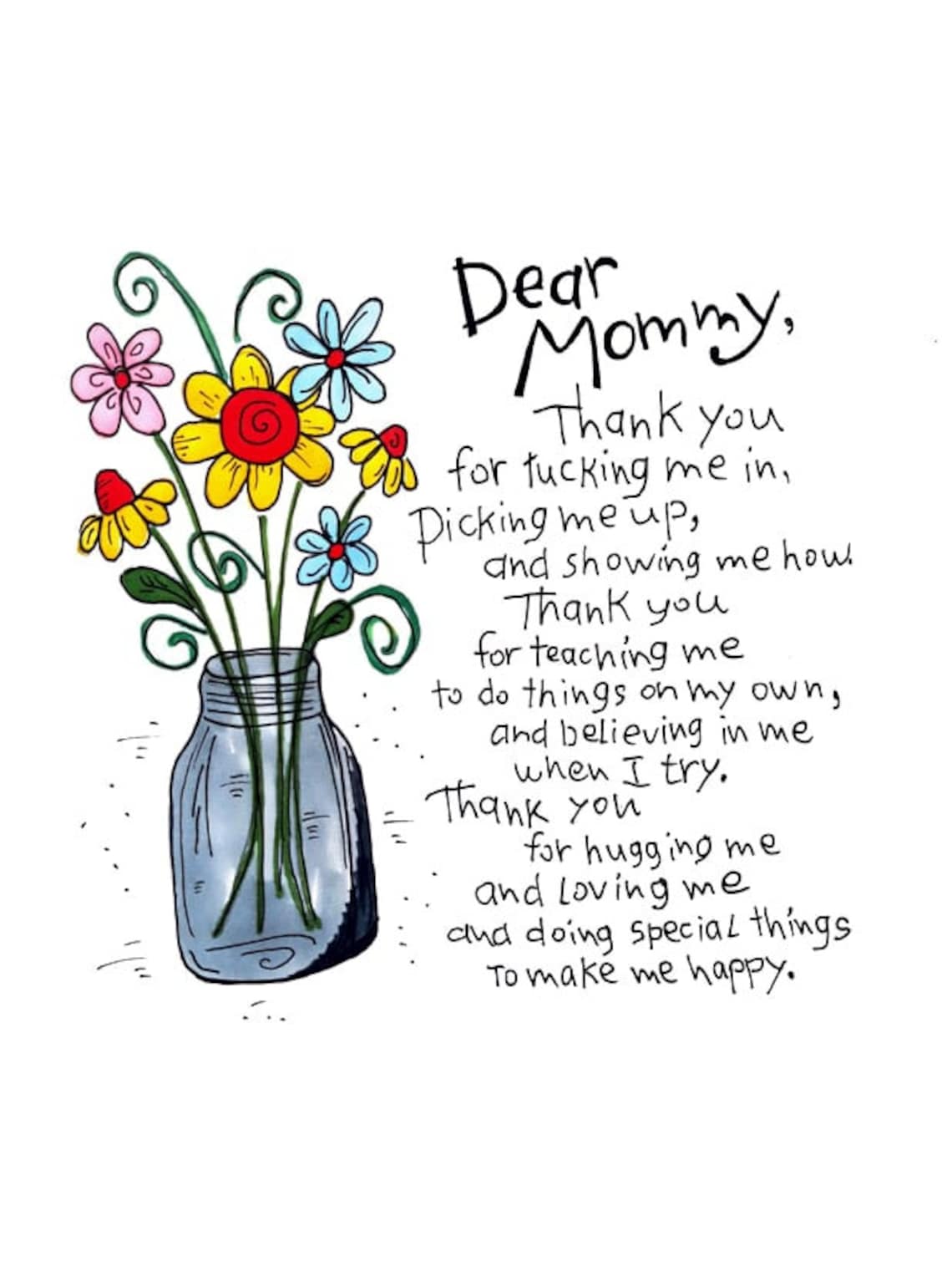 Thank You Mom Card Gift. Poem Card for Mom. Mothers Day Card - Etsy
