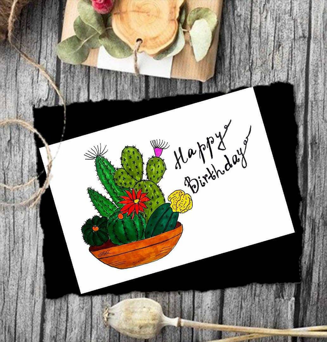 Cactus Birthday Card Printable. Cactus Birthday Greeting Card. - Etsy