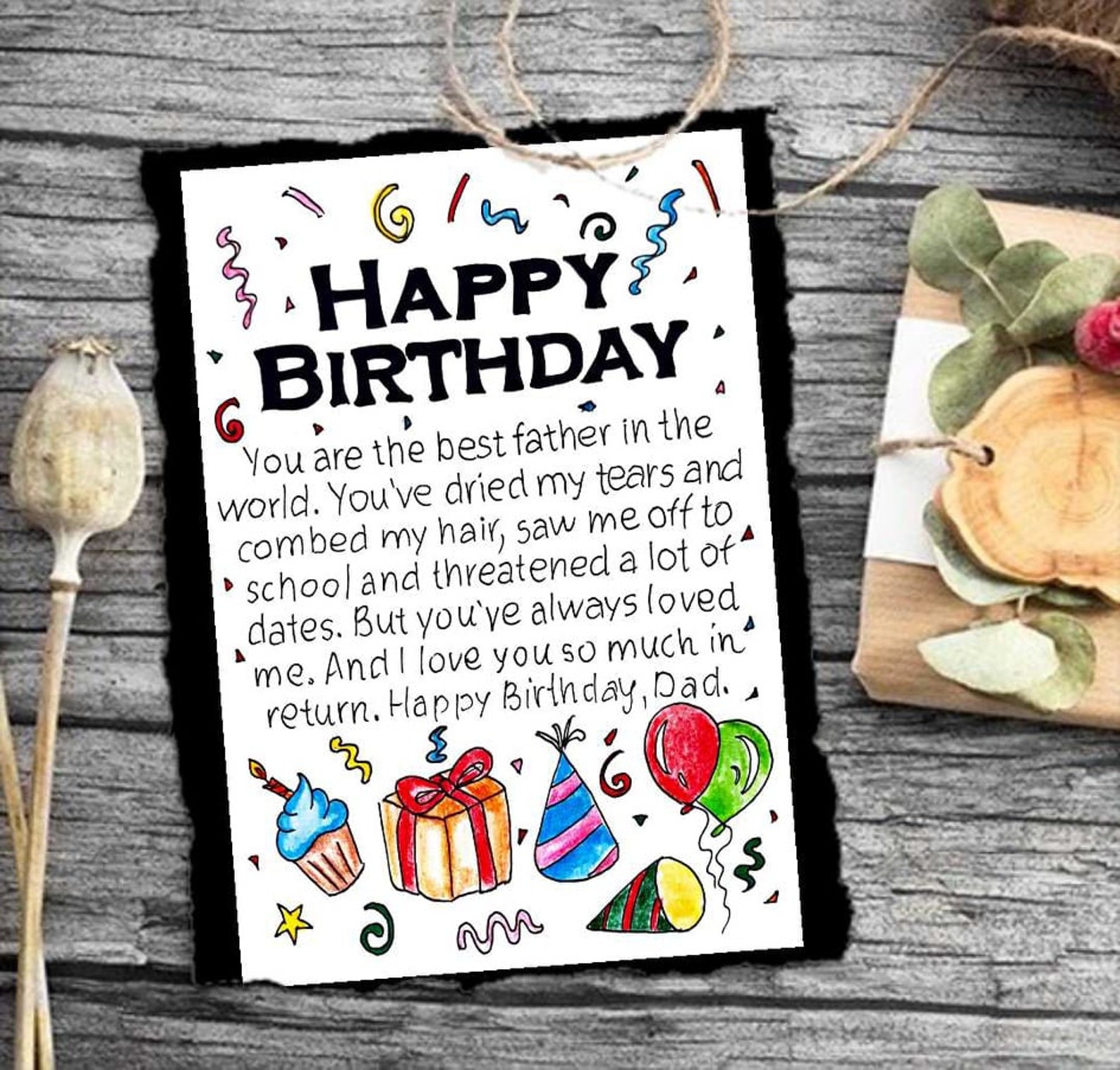 Happy Birthday Card for Dad With Quotes. Birthday Card for Dad Print ...