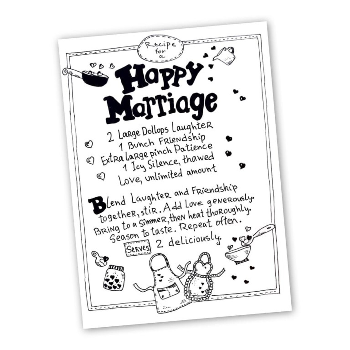 Recipe for A Happy Marriage Print. Bridal Shower Gift. Wedding - Etsy