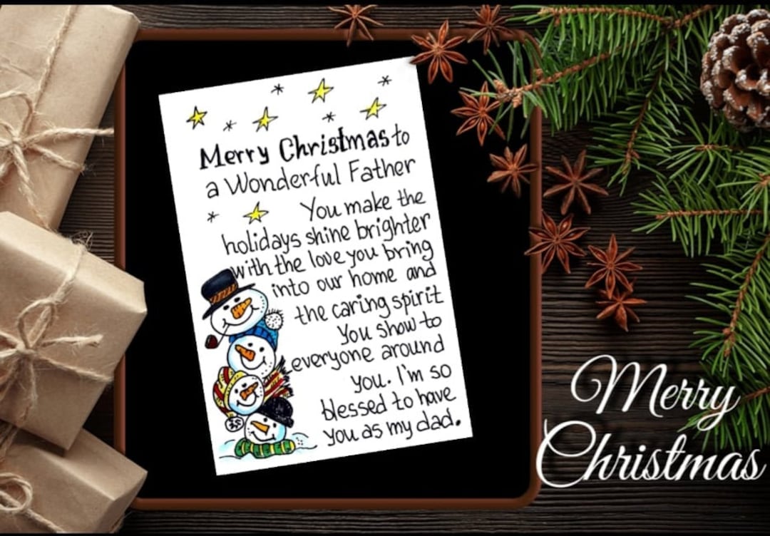 Merry Christmas Card for Father. Christmas Message Card for Dad ...
