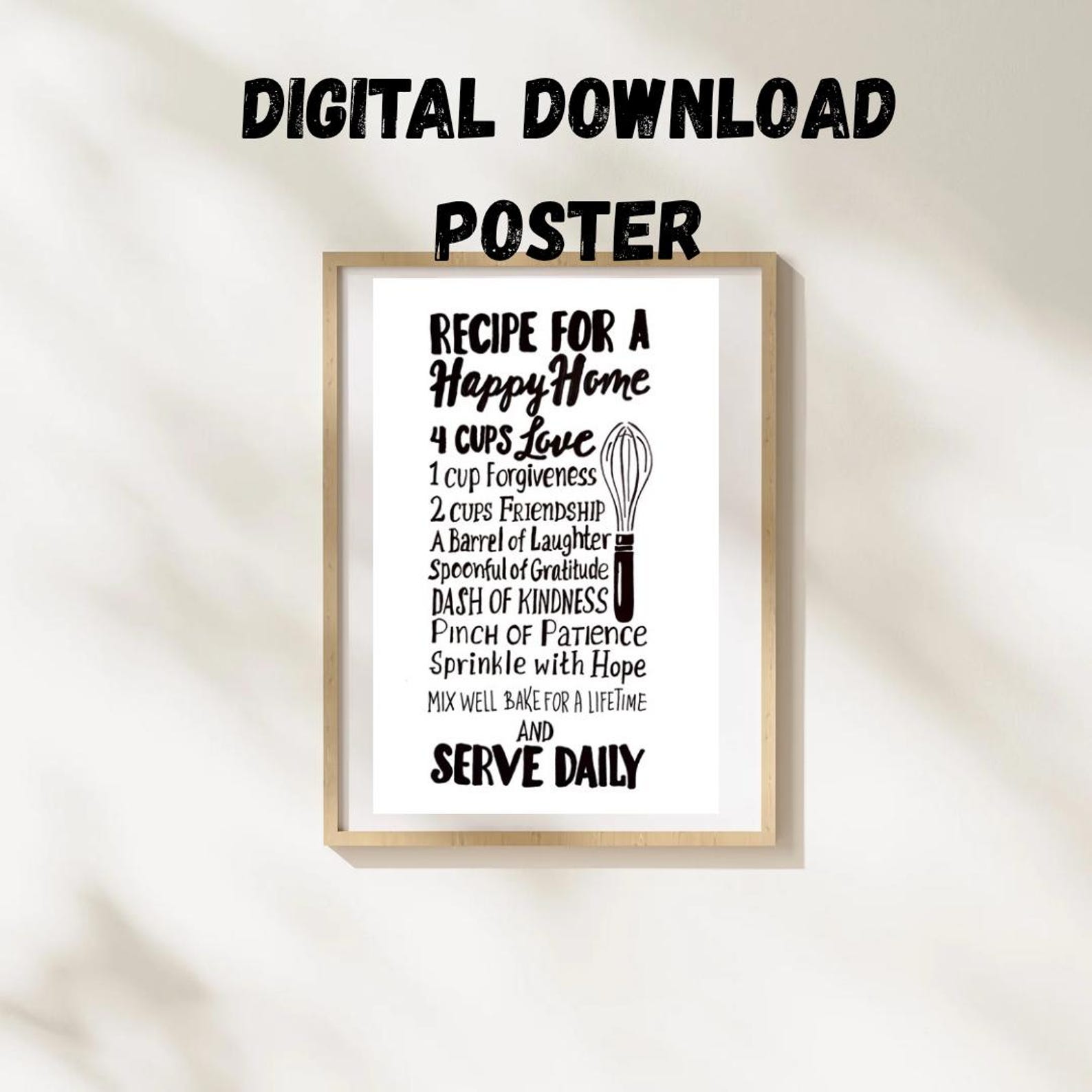 Recipe for a Happy Home Wall Art Print. Kitchen Sign Recipe for a Happy ...