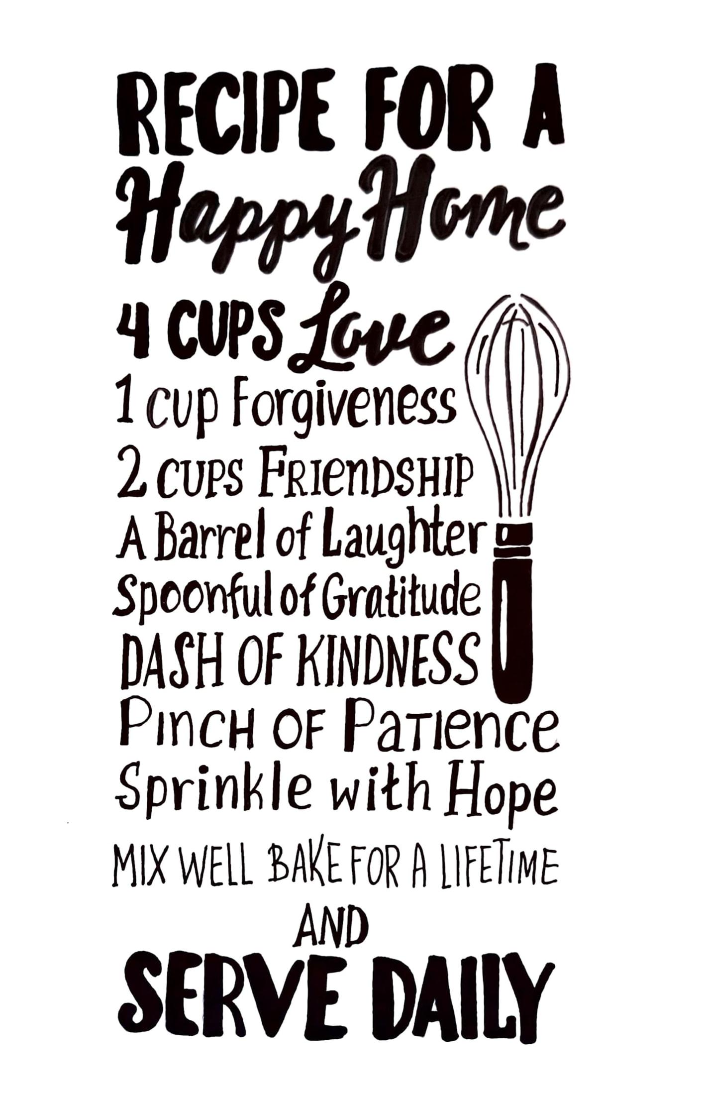Recipe for a Happy Home Wall Art Print. Kitchen Sign Recipe for a Happy ...