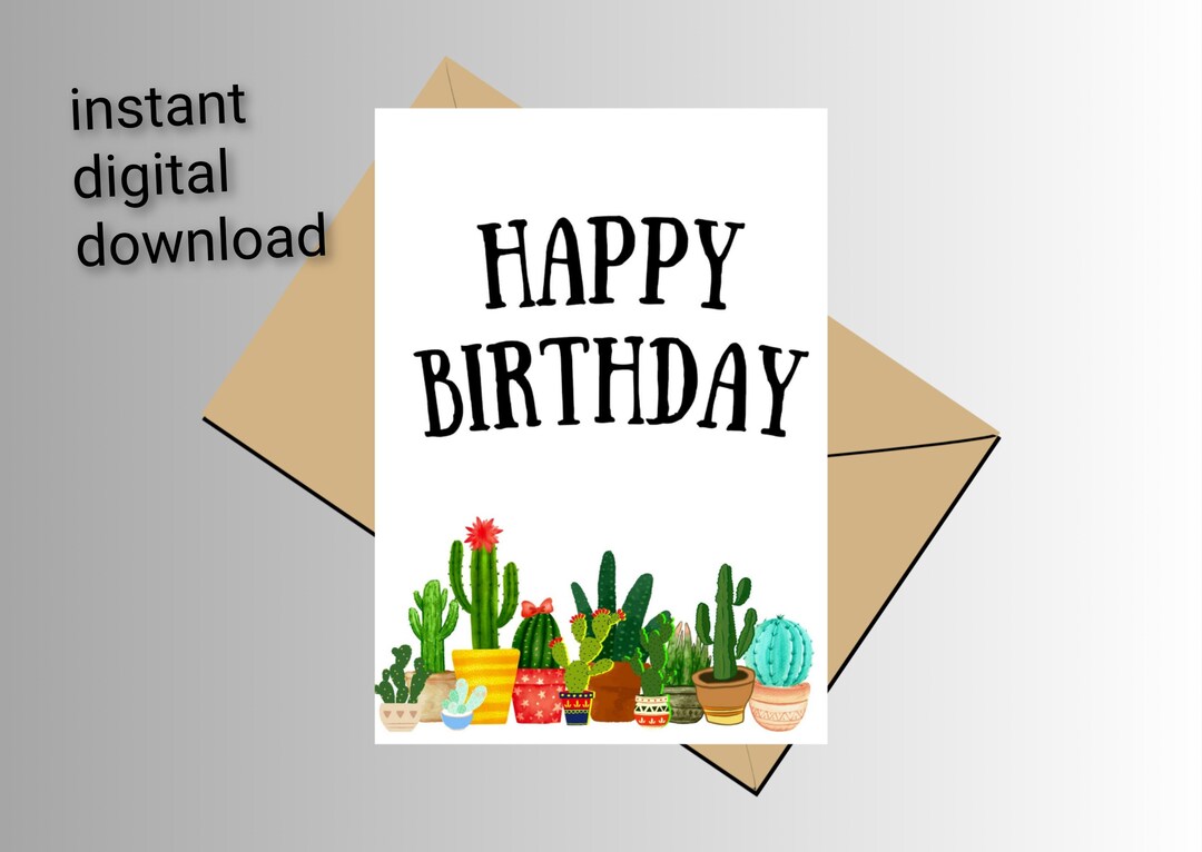 Cactus Birthday Card Printable. Cactus Birthday Greeting Card. Happy ...