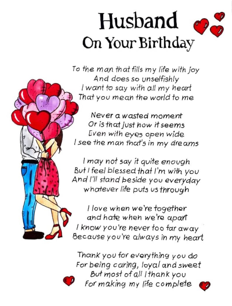 Printable Husband Birthday Card Gift. to My Husband Card for Birthday ...
