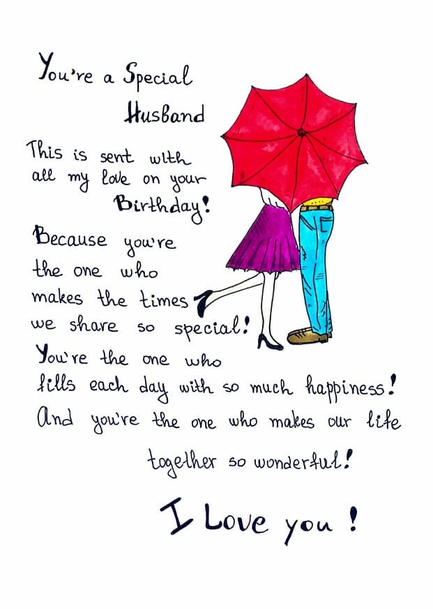 Happy Birthday Husband Card. Cute Message Husband Birthday - Etsy
