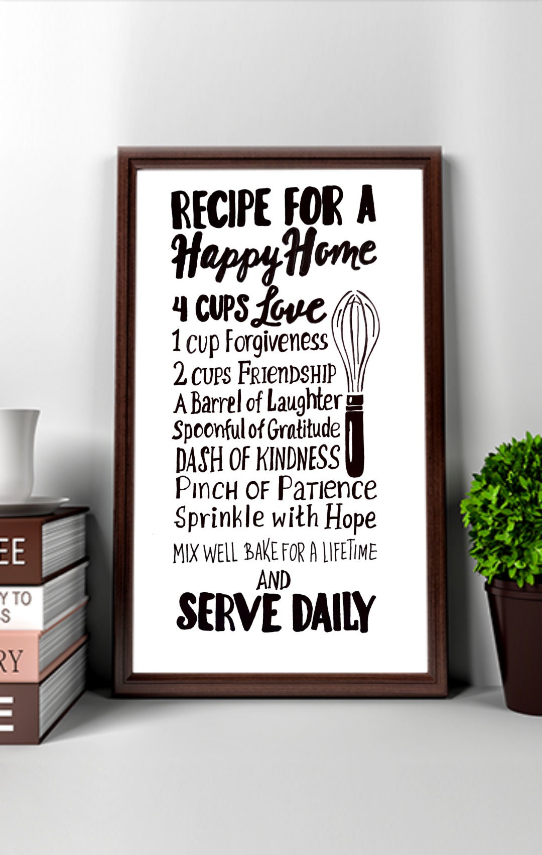 Recipe for a Happy Home Wall Art Print. Kitchen Sign Recipe for a Happy ...
