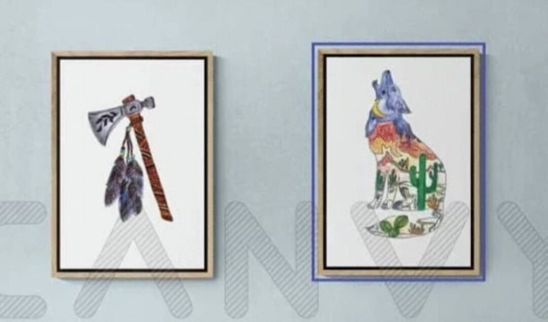 Coyote Desert Landscape and Axe Set Print. Coyote Wall Art. Wolf Art ...
