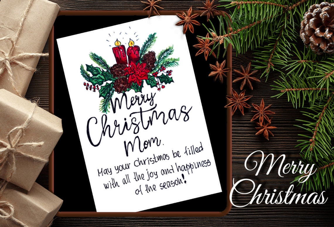 Merry Christmas Card for Mom. Christmas Wishes Card for Mom. Christmas ...
