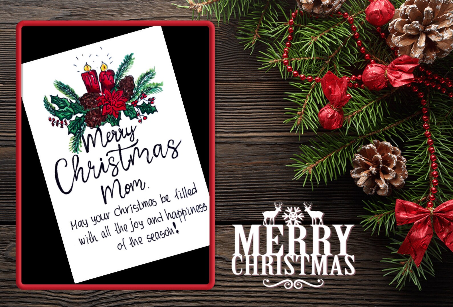 Merry Christmas Card for Mom. Christmas Wishes Card for Mom. Christmas ...