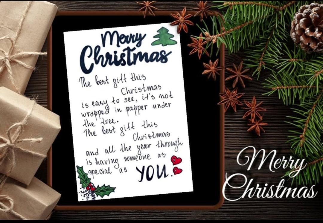 Christmas Card for Him / Her Print. Christmas Message Card for ...