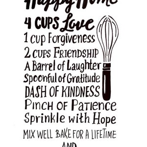 Recipe for a Happy Home Wall Art Print. Kitchen Sign Recipe for a Happy ...