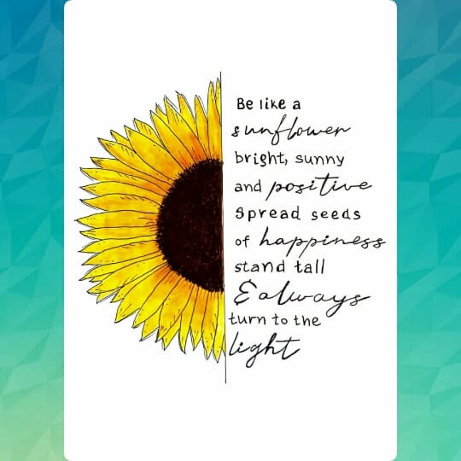 Be Like a Sunflower Print. Watercolor Sunflower Wall Art Decor ...