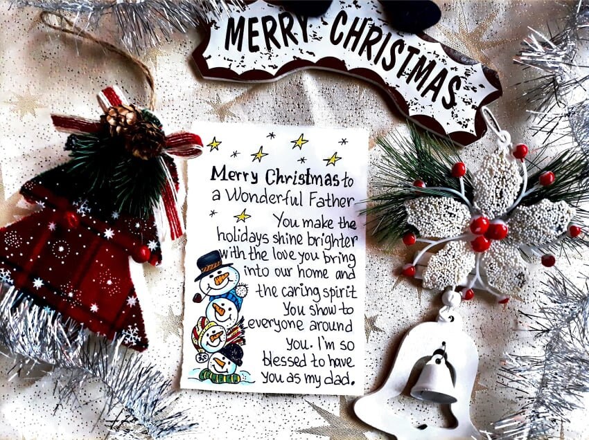 Merry Christmas Card for Father. Christmas Message Card for Dad ...