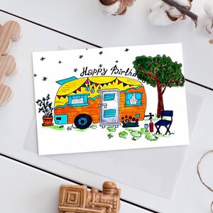 Happy Birthday Camper Card Print. Printable Birthday Card With Camper ...