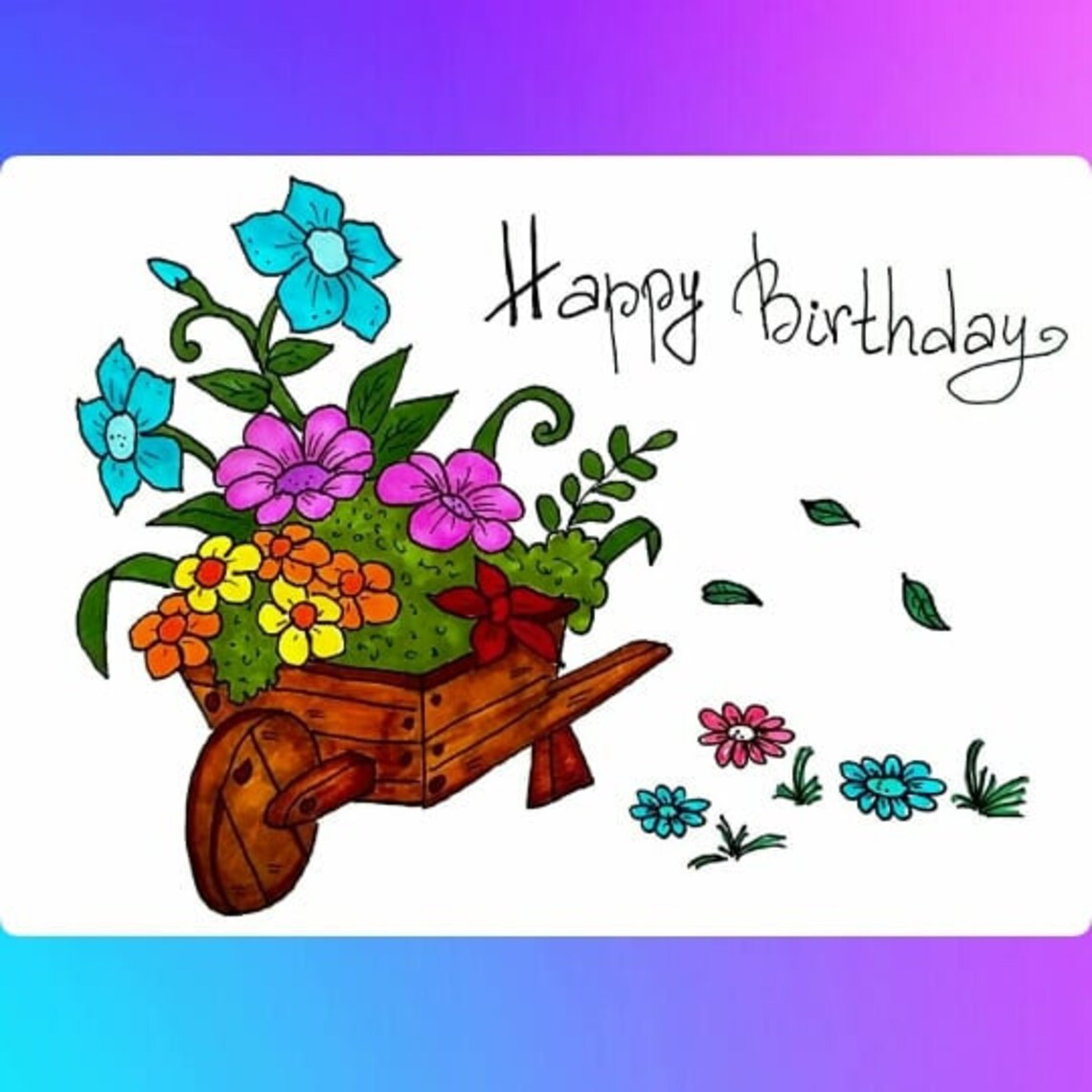 Happy Birthday Gardening Card Print. Garden Greeting Card. - Etsy