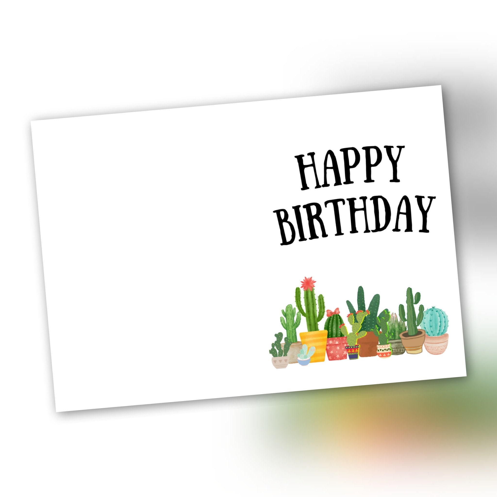 Cactus Birthday Card Printable. Cactus Birthday Greeting Card. Happy ...
