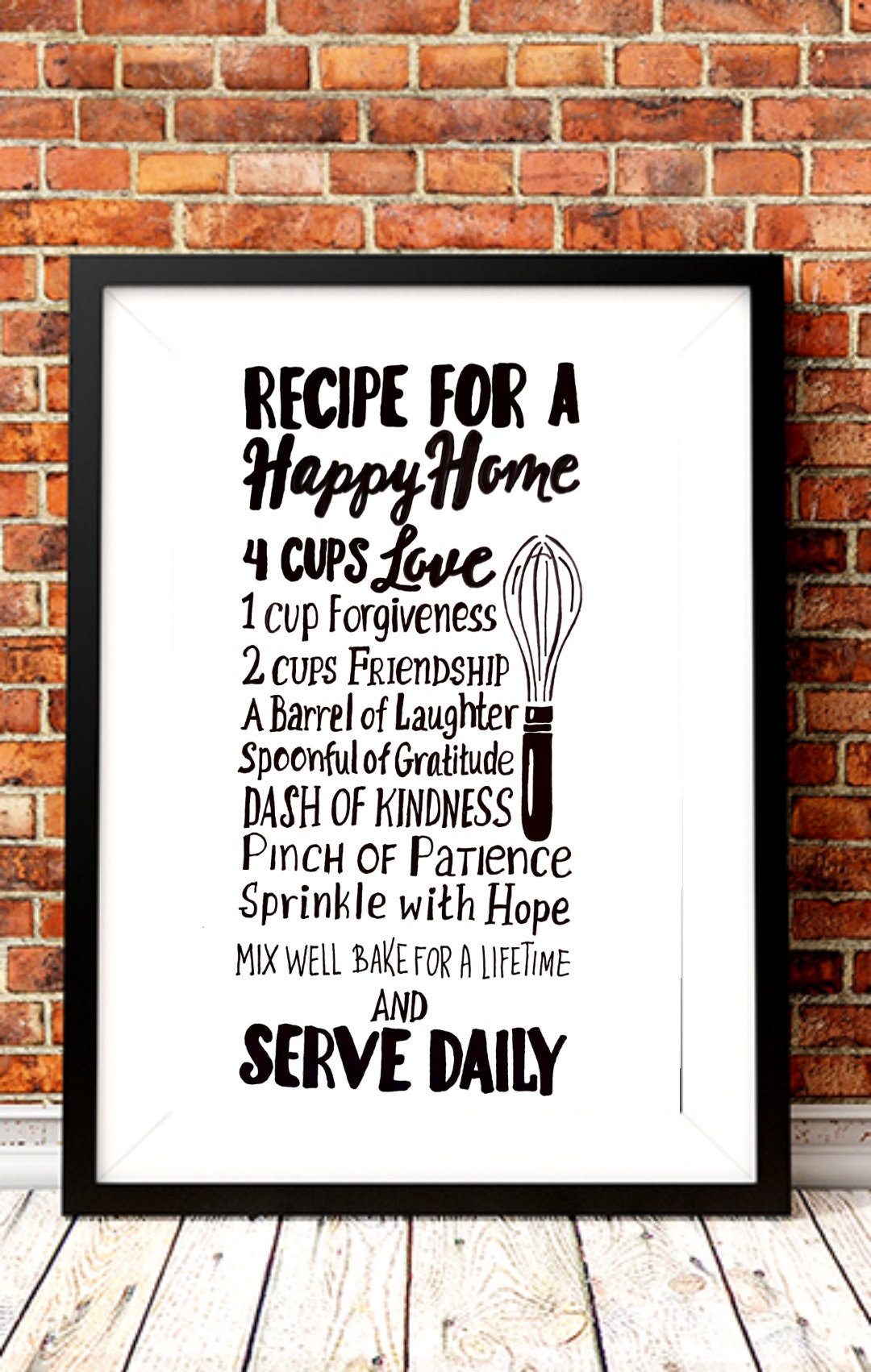 Recipe for a Happy Home Wall Art Print. Kitchen Sign Recipe for a Happy ...