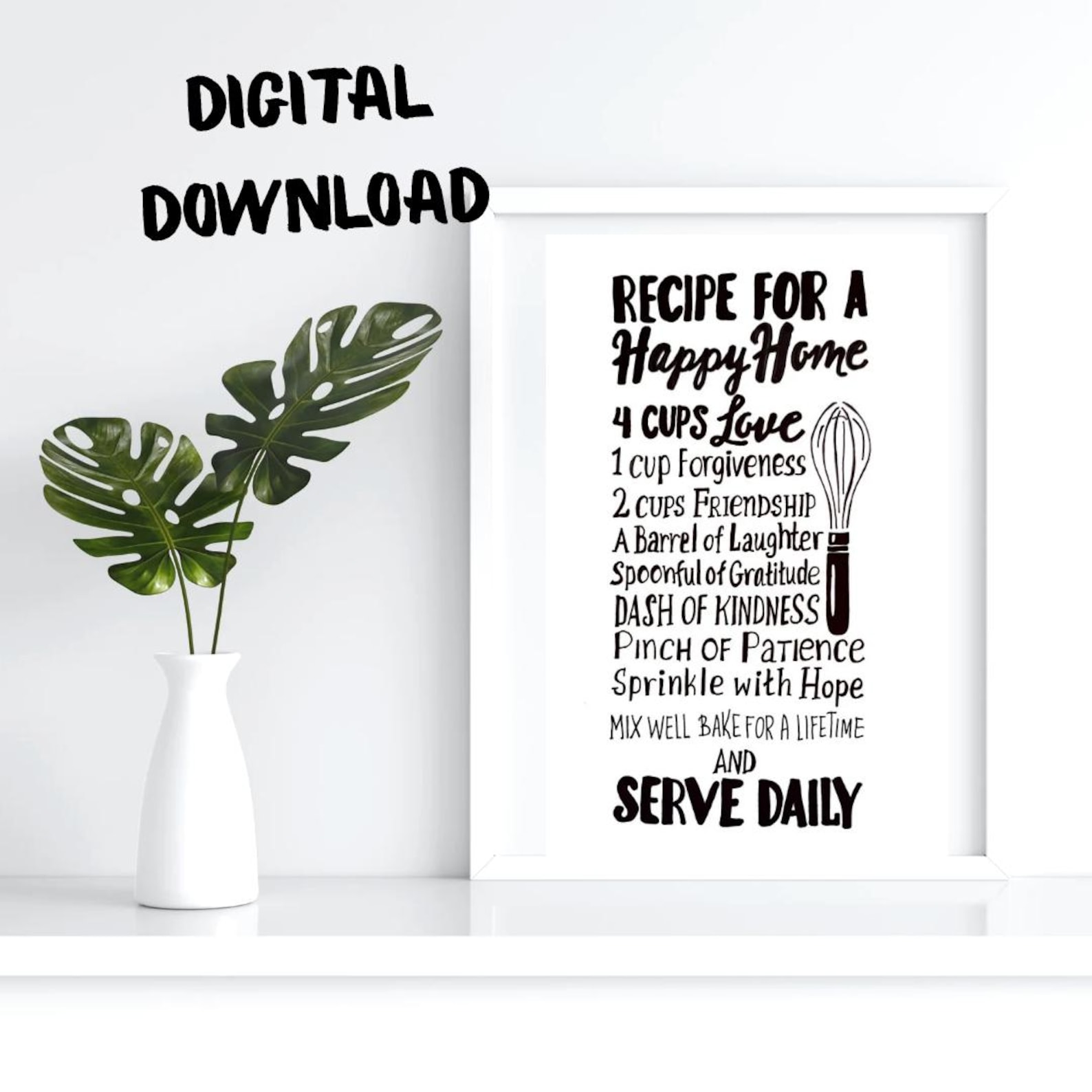 Recipe for a Happy Home Wall Art Print. Kitchen Sign Recipe for a Happy ...