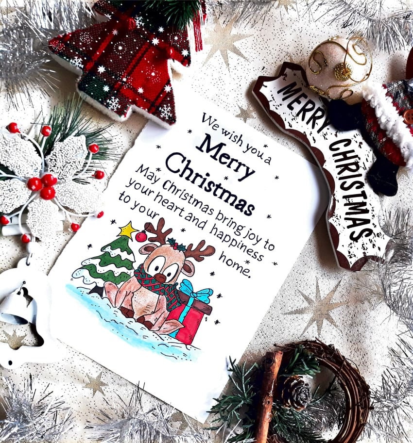 Wishing Christmas Card Print. Christmas Message Card Printable. Merry ...