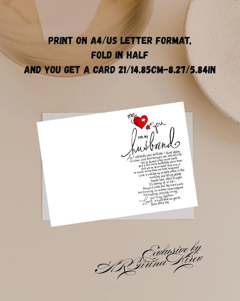 To My Husband Message Card Printable. Birthday Husband Message Card. I ...