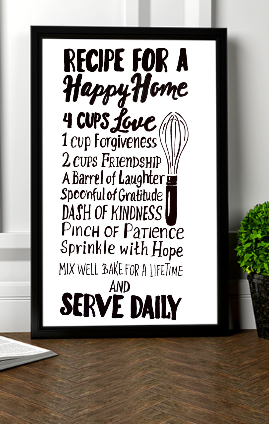 Recipe for a Happy Home Wall Art Print. Kitchen Sign Recipe for a Happy ...