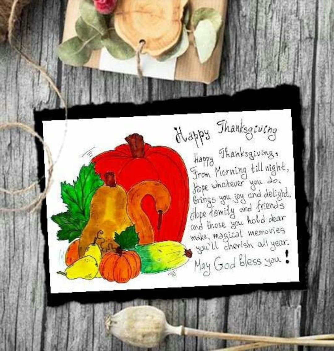 Happy Thanksgiving Card With Poem Printable. Thanksgiving Card Print ...
