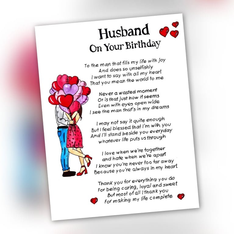 Printable Husband Birthday Card Gift. to My Husband Card for Birthday ...