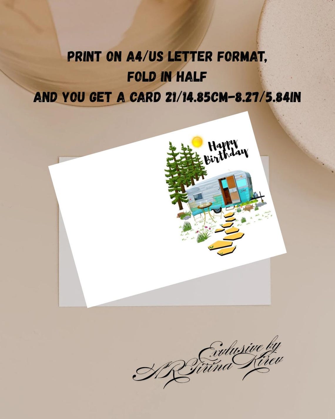 Printable Birthday Caravan Card. Camping Life Birthday Greeting Card ...