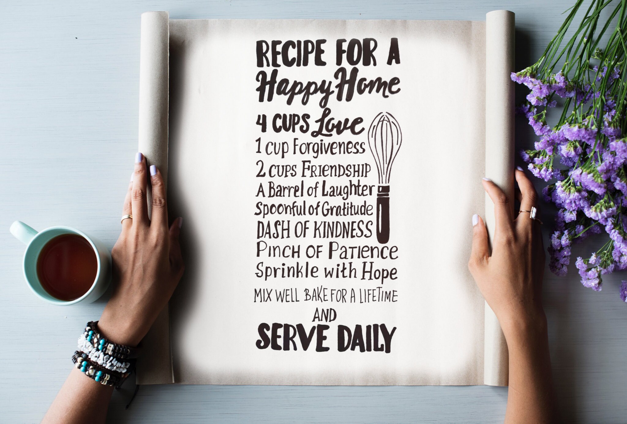 Recipe for a Happy Home Wall Art Print. Kitchen Sign Recipe for a Happy ...