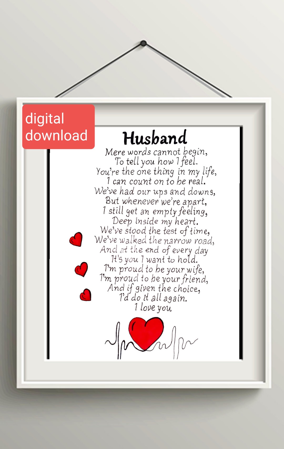 Birthday Husband Card Print. I Love You Card for Him. Birthday Message ...