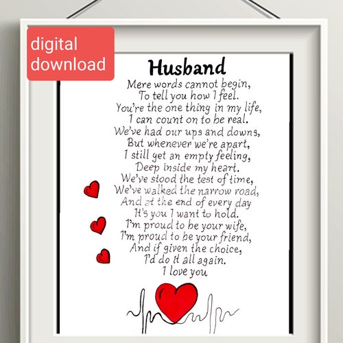 To My Husband I Love You Digital Card. Romantic Card for - Etsy