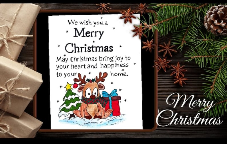 Wishing Christmas Card Print. Christmas Message Card Printable. Merry ...
