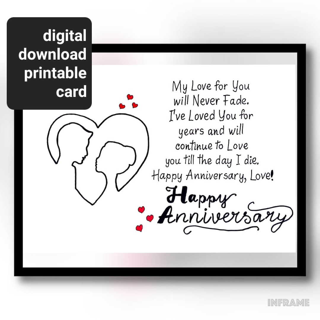Happy Anniversary Husband Gift Printable Card. to My Husband ...