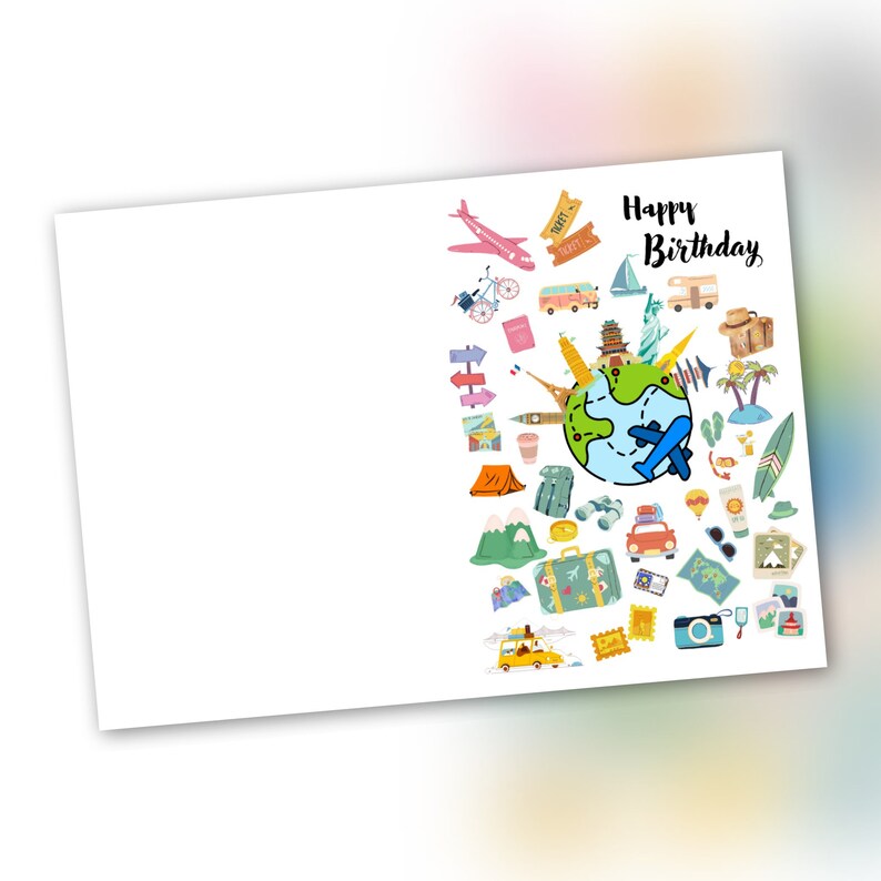 Printable Birthday Card for Travel Lover. Travel Birthday Card ...