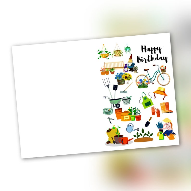 Happy Birthday Gardening Card Print. Garden Greeting Card. Happy ...
