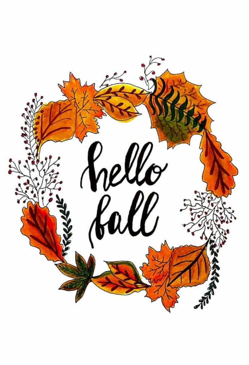 Hello Fall Wall Art Print Set. Autumn Wall Sign Decor. Fall - Etsy