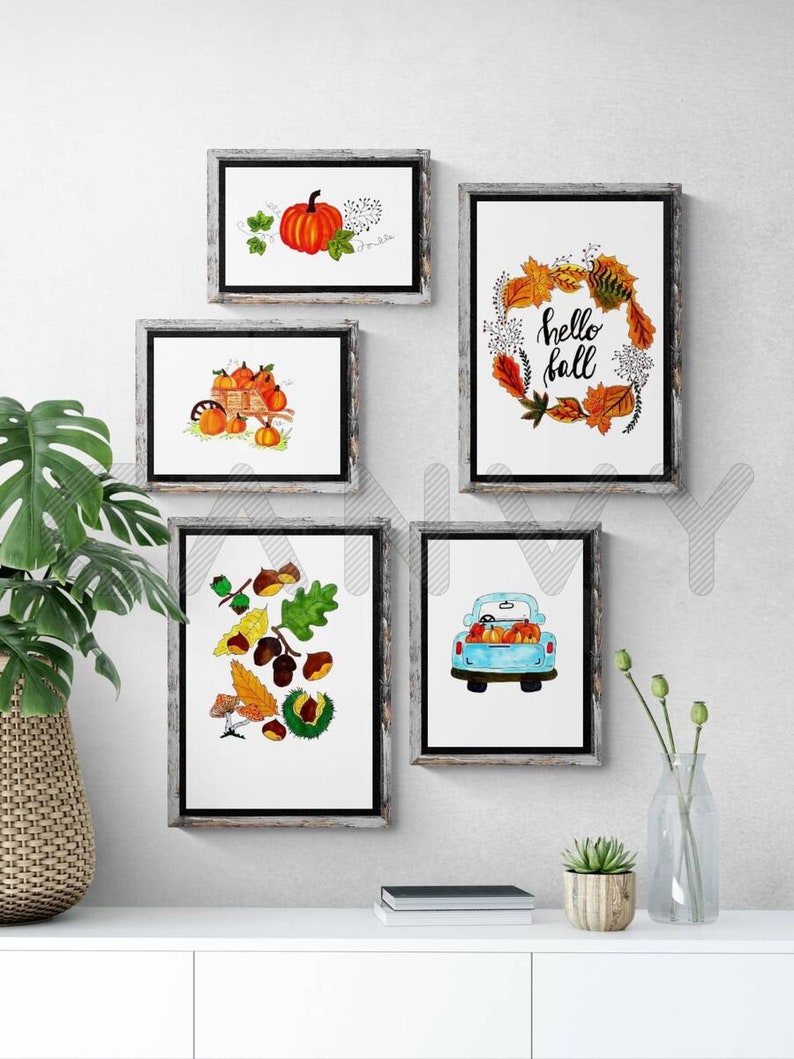 Hello Fall Wall Art Print Set. Autumn Wall Sign Decor. Fall - Etsy
