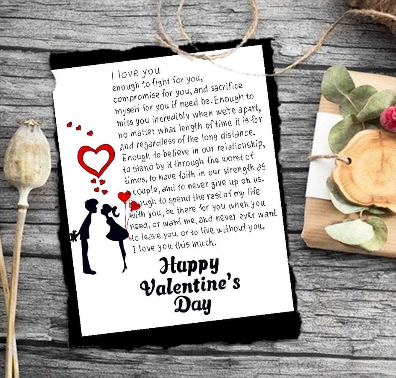 I Love You Card Print. Valentines Day Card With Message. - Etsy