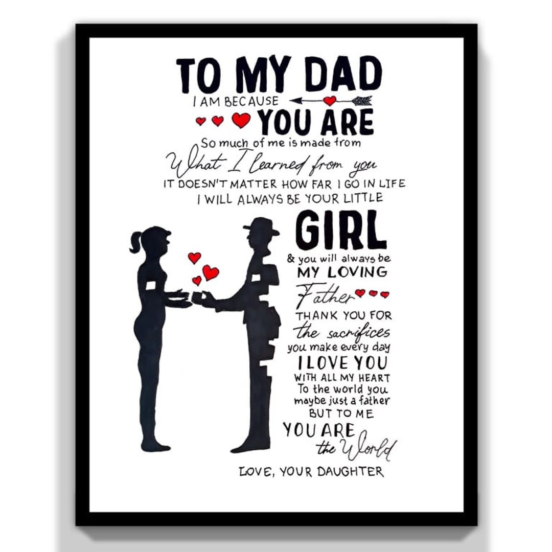 Daughter to Dad Card Gift. Printable Message Card for Dad. Birthday Dad ...