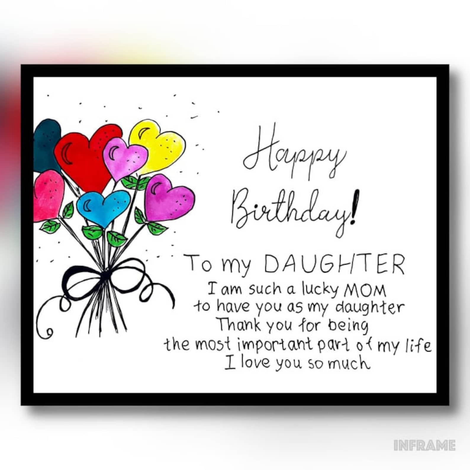 Happy Birthday Daughter Card Printable. Daughter Birthday Card. to My ...