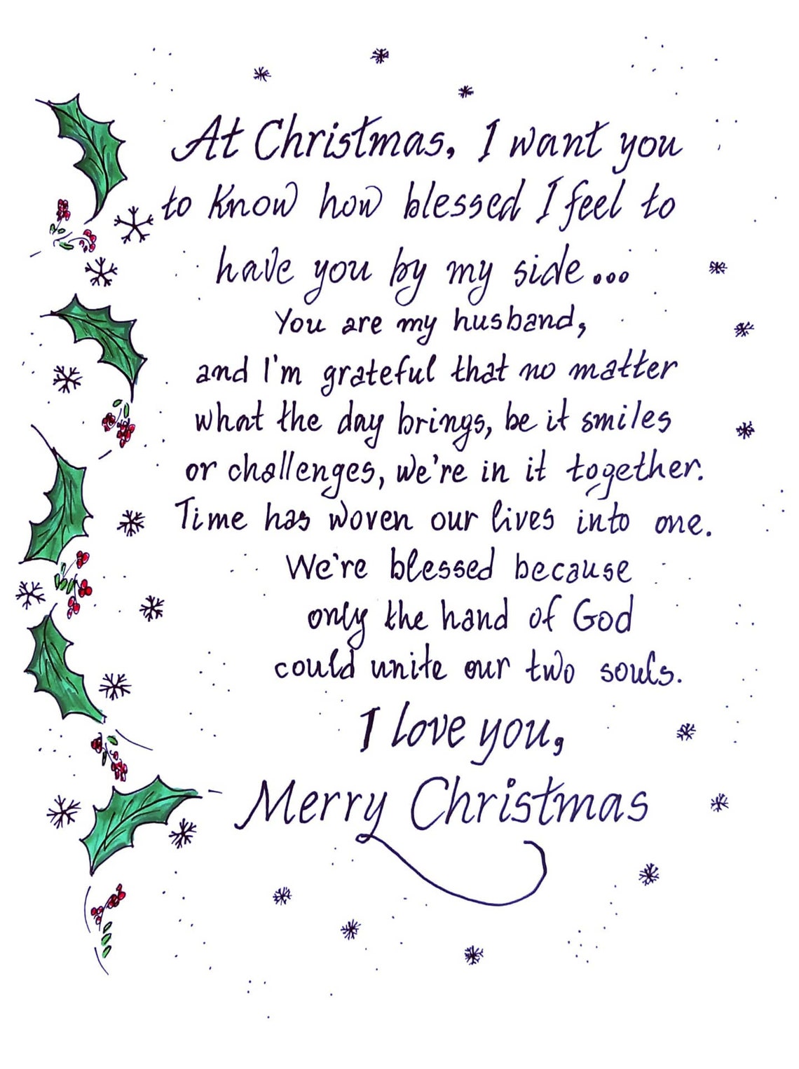 Christmas Love Message Card for Husband. to My Husband - Etsy
